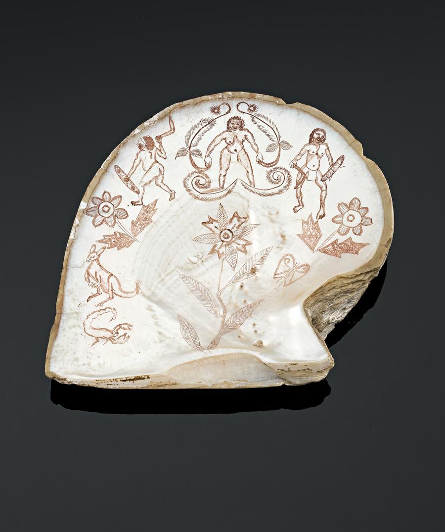AN ENGRAVED PEARL SHELL | Deutscher and Hackett