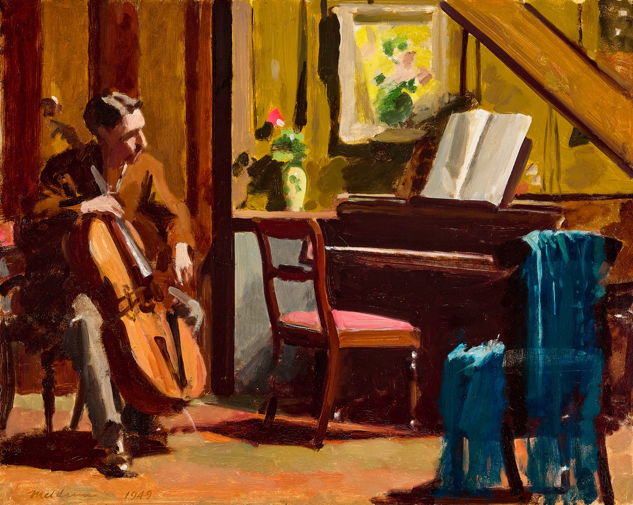 INTERIOR WITH CELLO PLAYER (GRAEME INSON), 1949 | Deutscher and Hackett